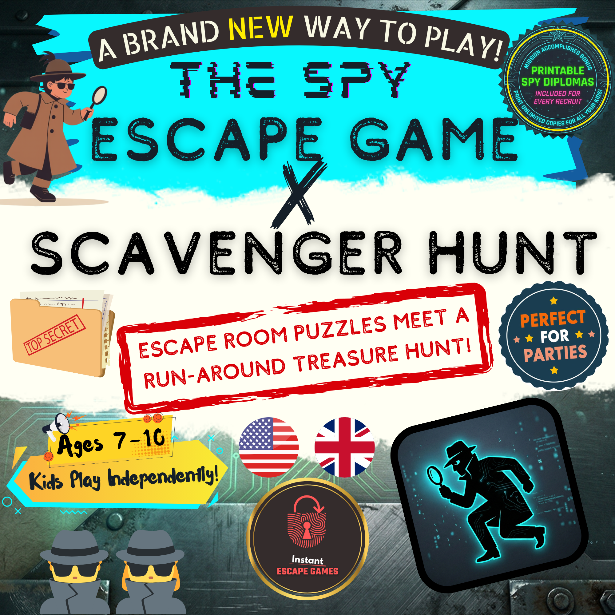 Kids Spy Party: Escape Room, Scavenger & Treasure Hunt – Instant Escape ...